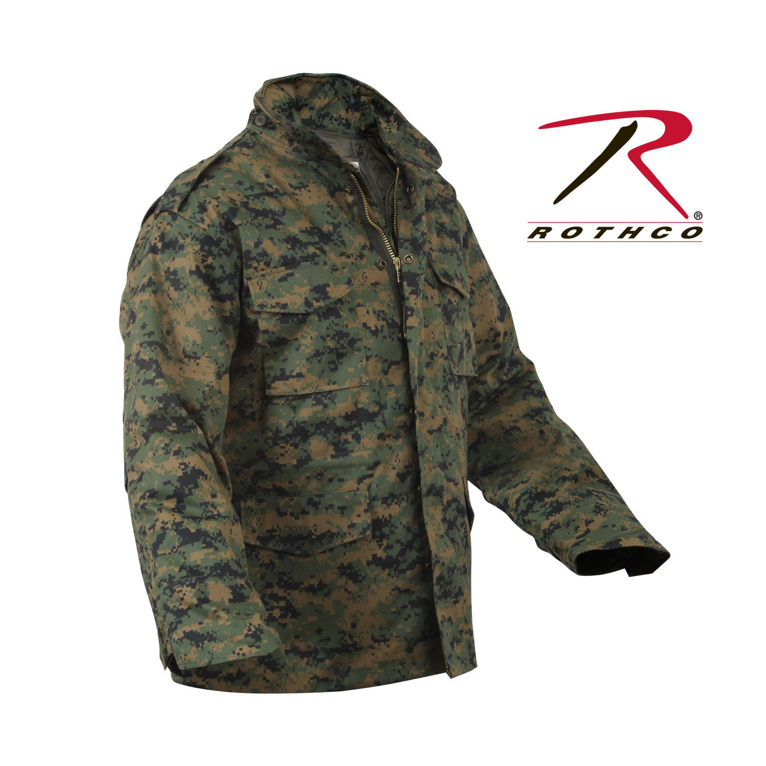 ROTHCO 8590 WOODLAND DIGITAL CAMO MENS M65 FIELD JACKET WITH QUILTED ...