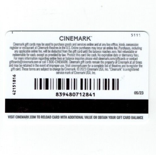 CINEMARK Gift Card 2023 - Happy Birthday - Movie Theater -Collectible ...