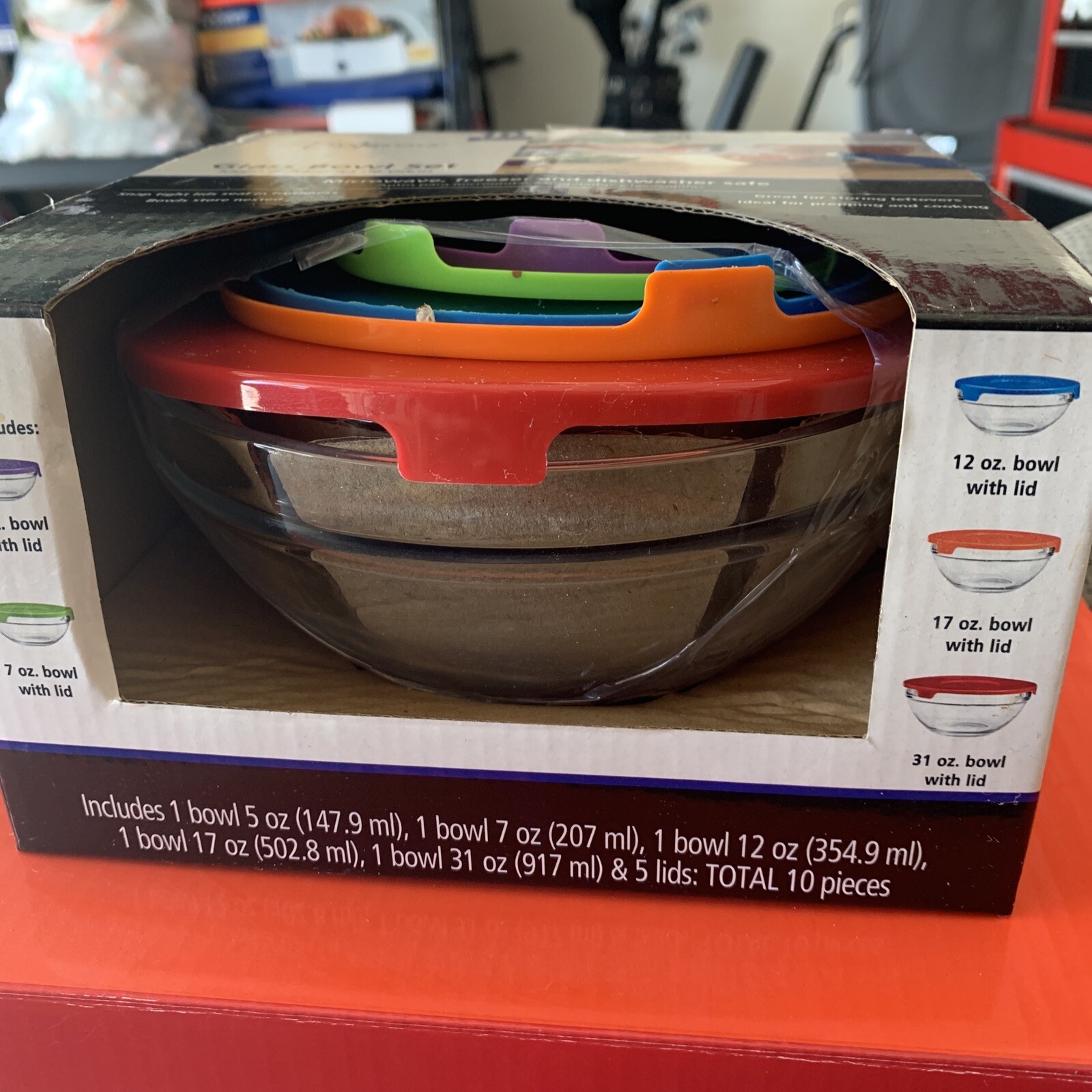 Mainstays Glass Mixing Bowl Set 10Pc Dishwasher Safe BPA-free Home ...