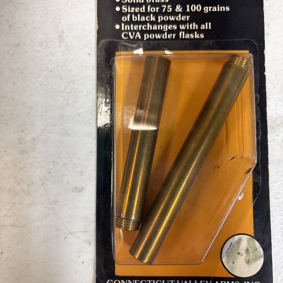 NOS CVA AC1406 Brass Spout Set 75 & 100 Grain Black Powder Flask ...