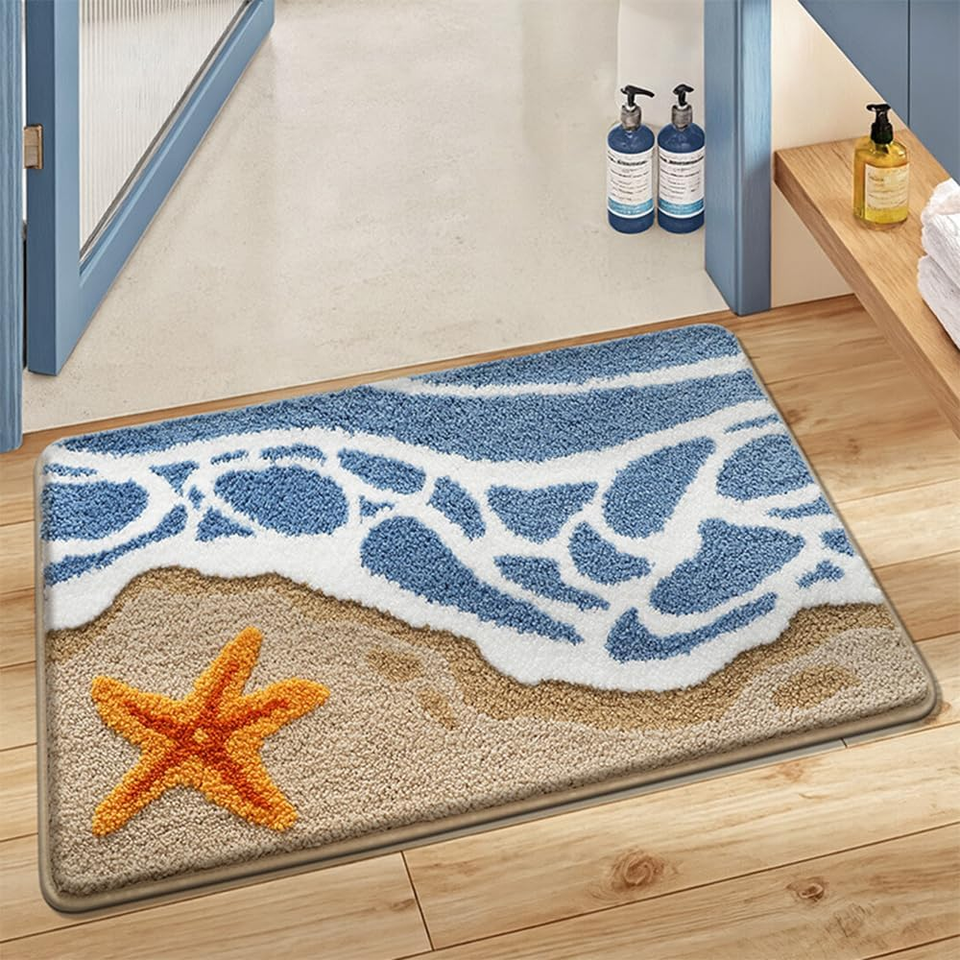 Seaside Starfish Bathroom Rug, Super Absorbent Non-Slip Plush Bath Mat ...