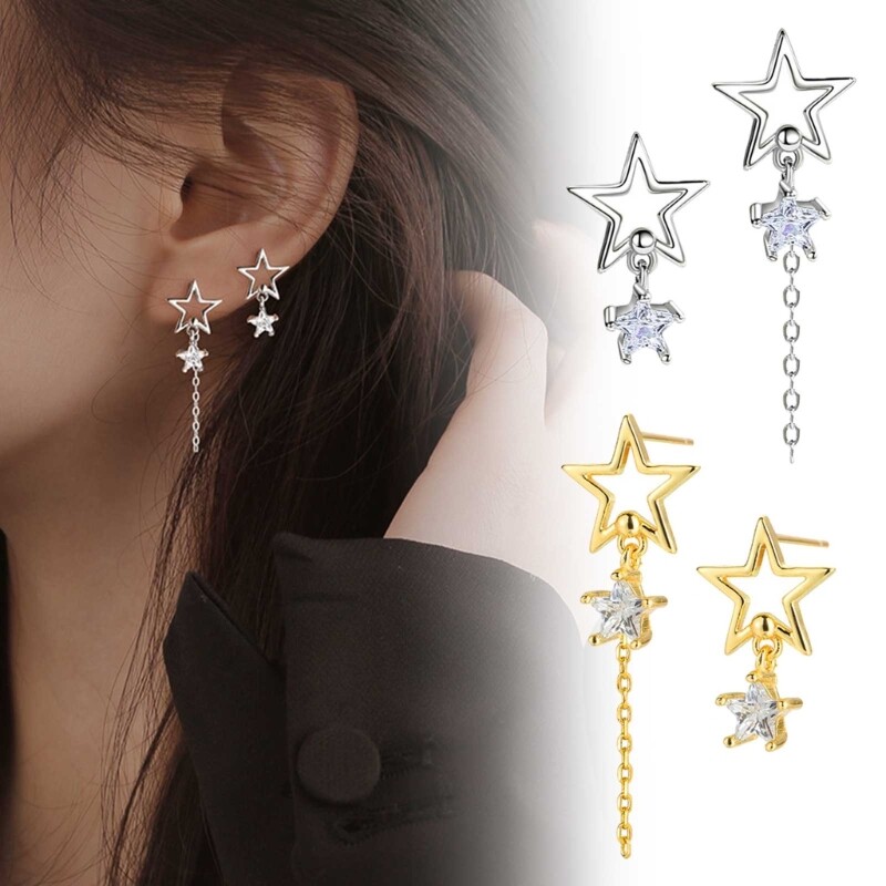 Star Ear Studs Elegant Dangle Earrings Asymmetric Drop Piercing Earrings | eBay