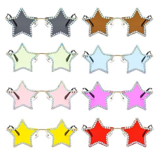 Colorful Rhinestone Pentagon Sun Glasses Fashion Pentagon Streetwear ...