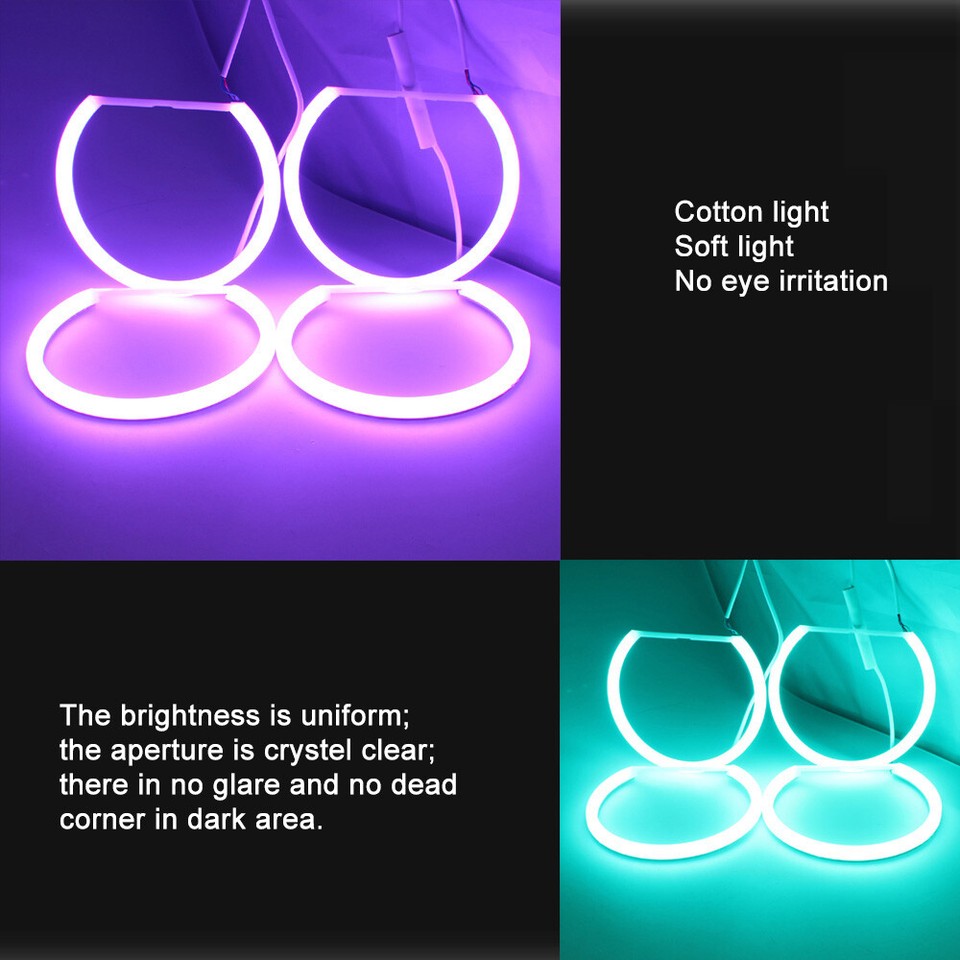 4x RGB Cotton LED Angel Eyes Lamp Halo Ring Car Headlight Fit BMW E36 ...