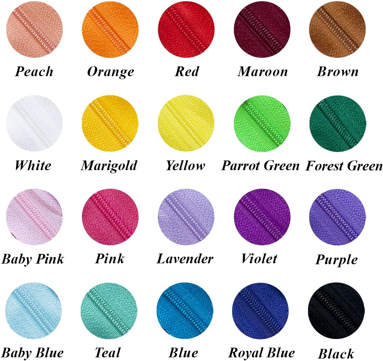 Nylon Zipper for Sewing Crafts | 20 Assorted Colours | Size: 5 Inch ...