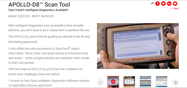 Snap-on Apollo D8 OBDII Code Diagnostics Scanner Tool EESC333 for sale ...