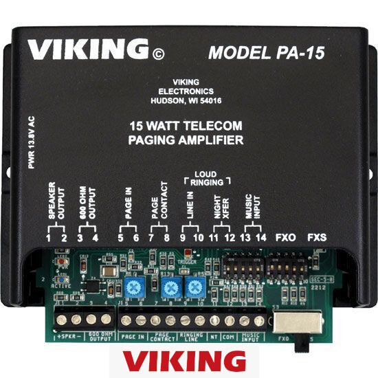 Viking PA-15 Paging Amplifier System and Loud Ringer + 5 25AE 8 Ohm ...