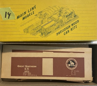 (14) WOOD KIT MAIN LINE MODELS 50' AUTOMOBILE BOX CAR GREAT NORTHERN HO ...