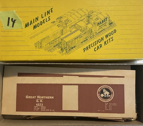 (14) WOOD KIT MAIN LINE MODELS 50' AUTOMOBILE BOX CAR GREAT NORTHERN HO ...