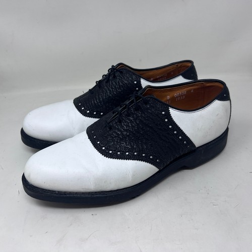 Allen Edmonds Payson Golf Shoes Mens 9 D Saddle Black White Leather ...