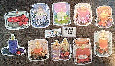 Candles - Decorated - Stickers Lot #4 - 10 pcs. *Sticker sizes are ...