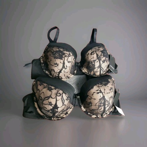 Jones New York Bra 36B lot of 2 lace balconette lined underwire lace ...