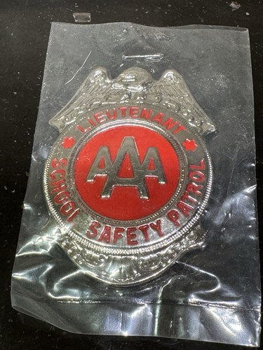 Vintage AAA School Safety Patrol lieutenant Badge with Red Details New ...