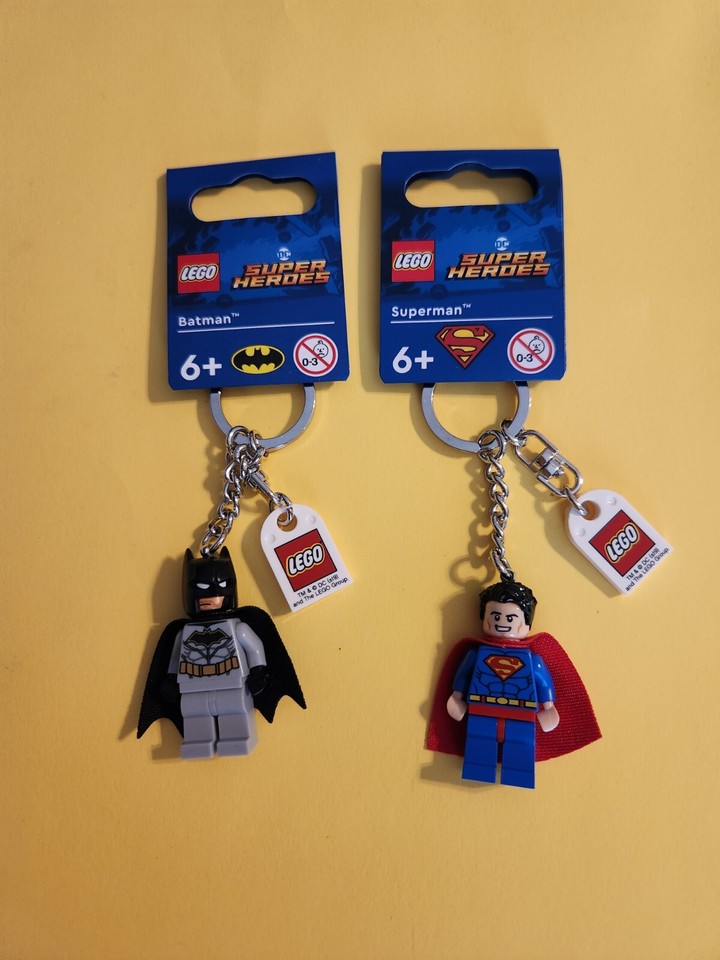 LEGO SUPER HEROES Toy Minifigure Keychain 853952 SUPERMAN/ 853951 ...