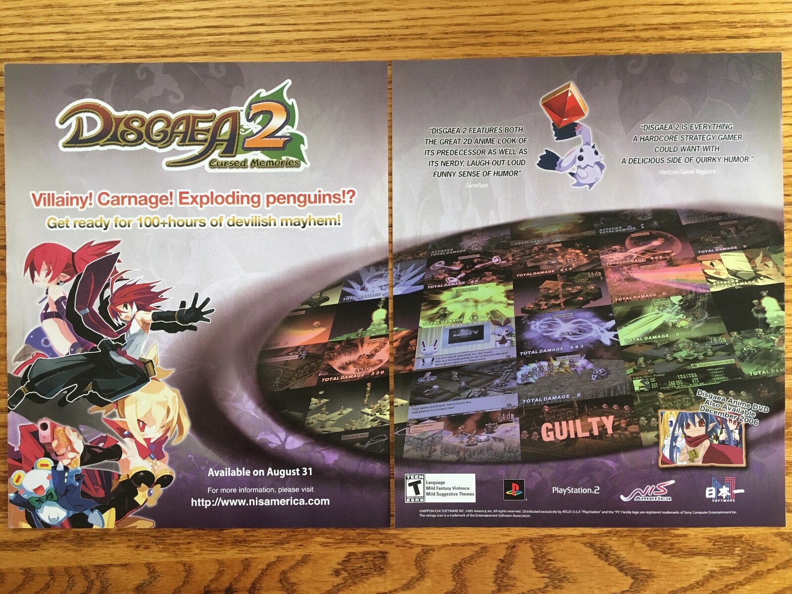 Disgaea 2: Cursed Memories PS2 Playstation 2 2006 Vintage Poster Ad Art ...