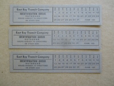 Lot of 3 Old Vintage - EAST BAY TRANSIT COMPANY Tickets ...