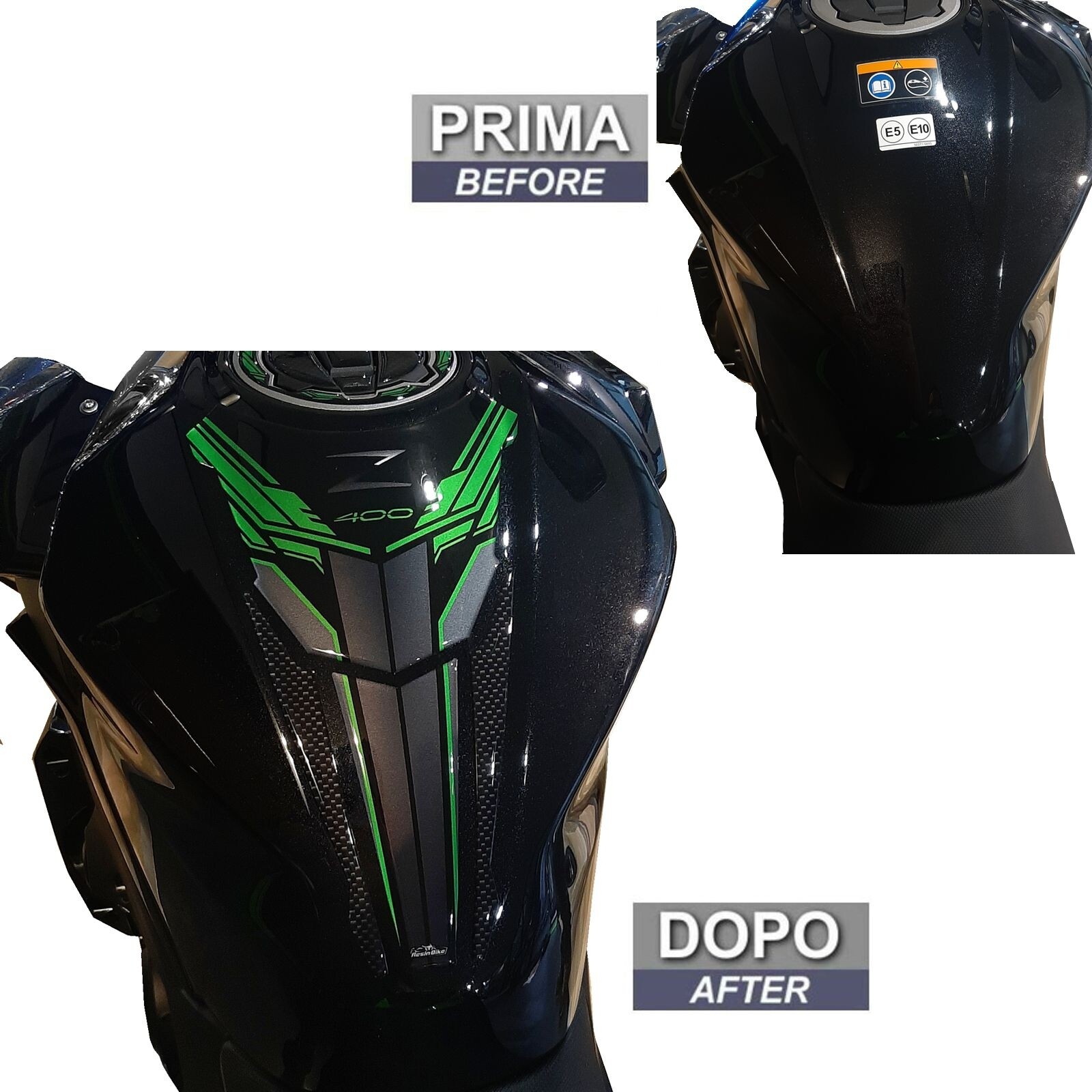 Stickers Tank Pad Motorcycle 3D compatible with Kawasaki Z400 2019-2020 ...