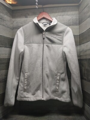 Fila Sport White / Gray Soft Fuzzy Full Zip Jacket Sz.XS | eBay