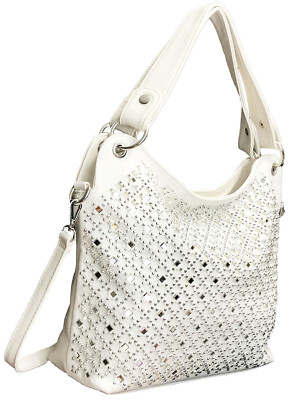 Mirror Rhinestone Bling Purse Sparkle Handbag White B3169181-WT | eBay