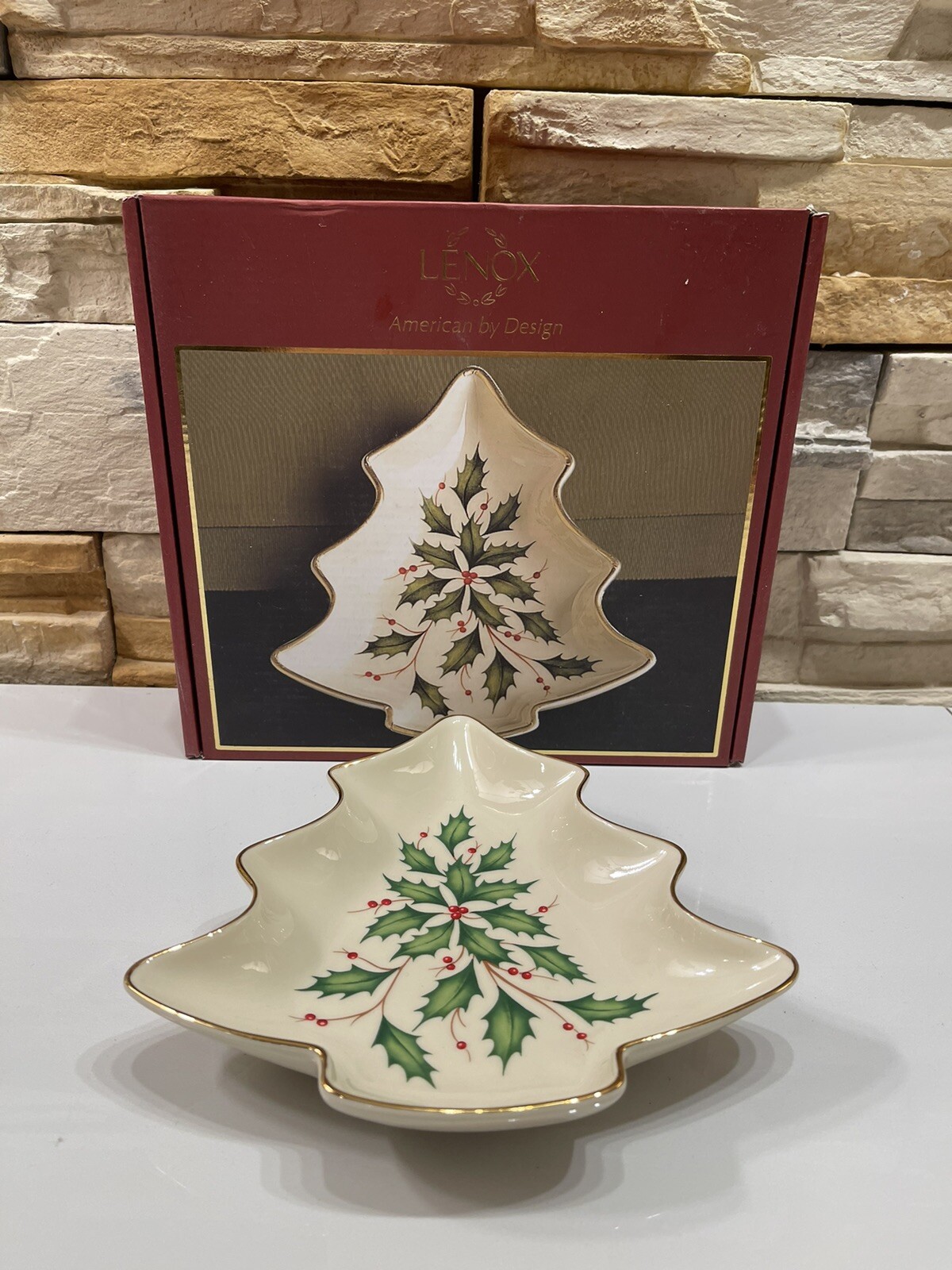 LENOX Holiday Tree Candy Dish American By Design Christmas Bowl 7 3/4 ...
