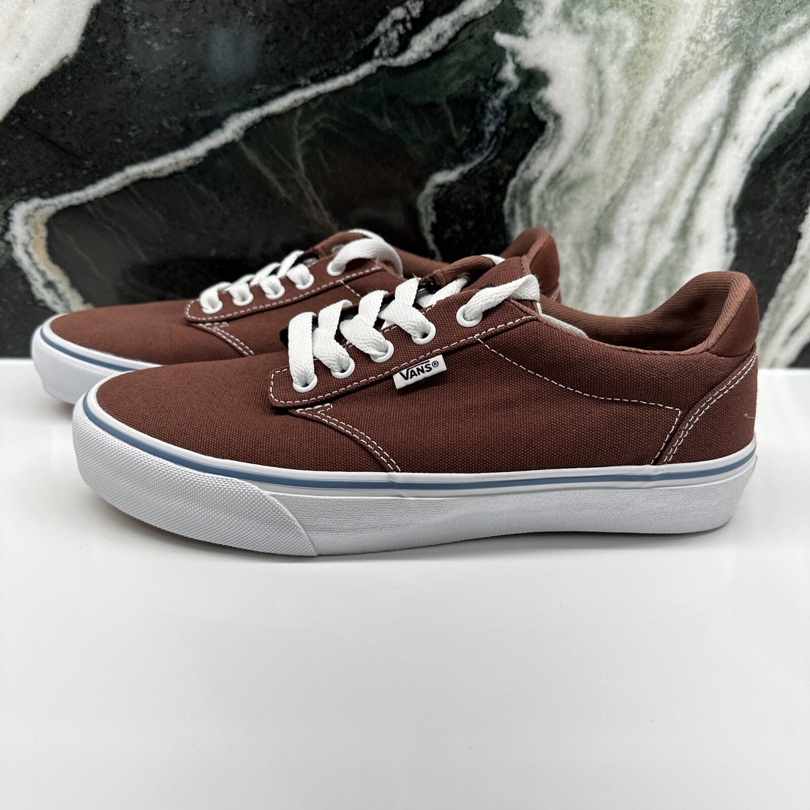 VANS Mens Atwood Deluxe Canvas Root beer Brown Sneakers Size 8.5 NEW W ...