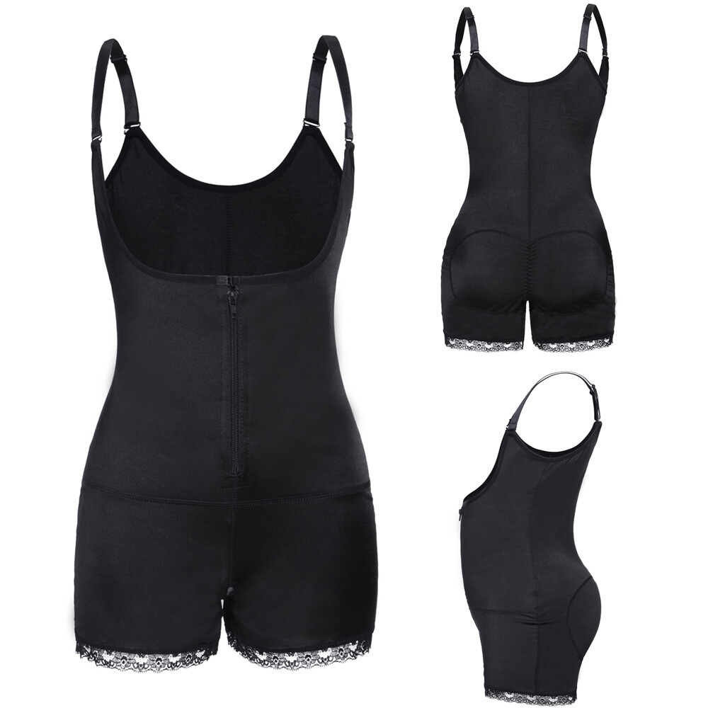Women's Full Body Shaper Underbust Tummy Control Zip Shapewear Fajas ...