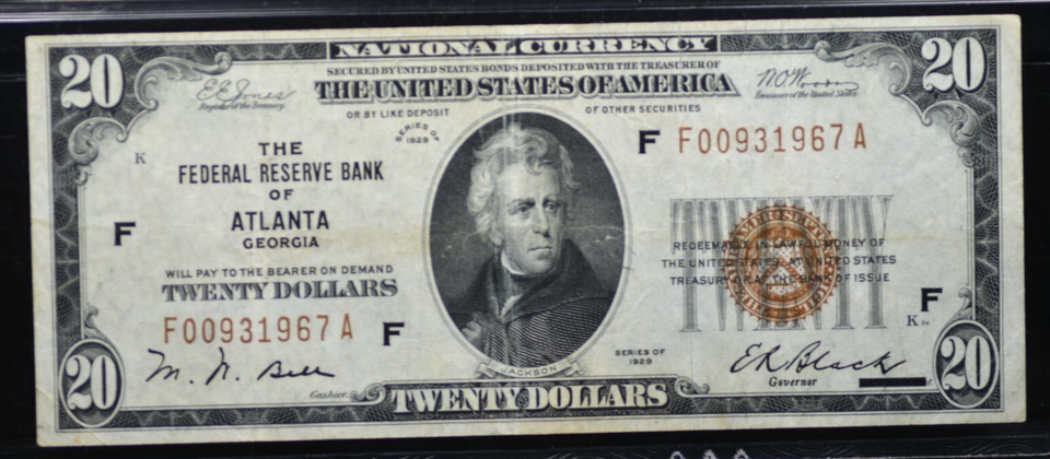 1929 $20 NATIONAL CURRENCY BANKNOTE Fr# 1870-F PMG VERY FINE 30 FRNB ...