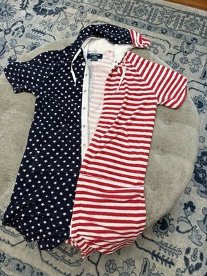 CHUBBIES Men USA Flag terry cloth Shorts bodysuit/one piece Romper Red ...