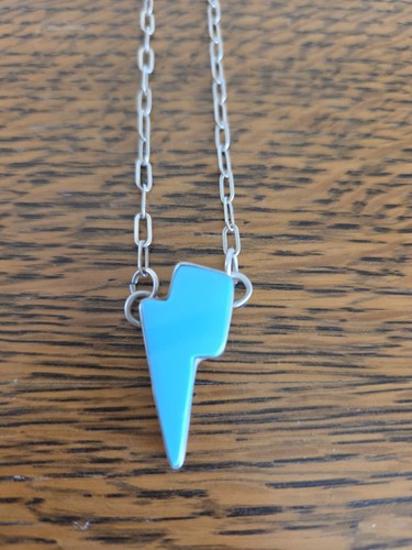 Kingman Turquoise Lightning Bolt Necklace Signed Jewelry Pendant ...