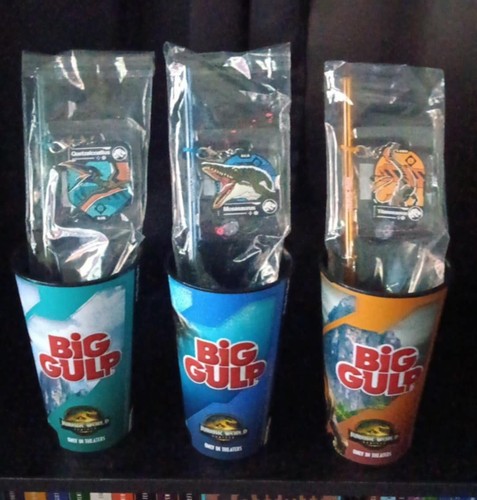 Jurassic World Rebirth Big Gulp Cup Set of 3 With Straws LIMITED ...