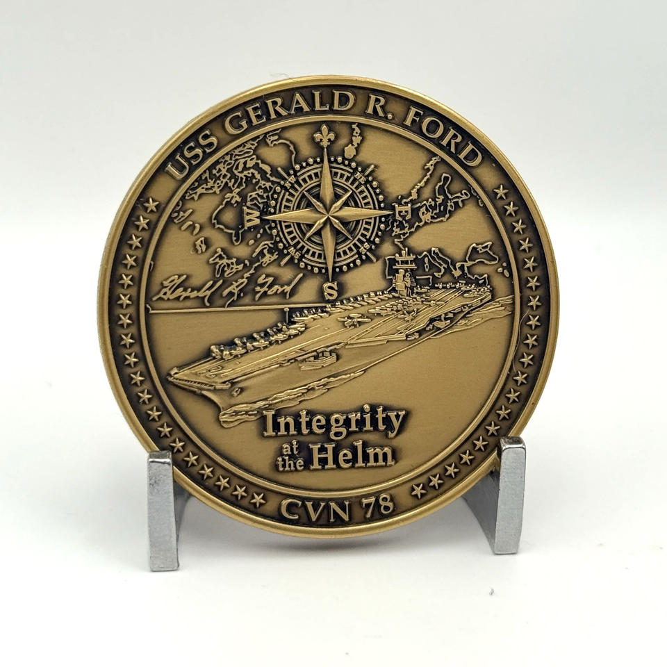 CHALLENGE COIN - USS Gerald R. Ford CVN-78 "Integrity at the Helm" | eBay