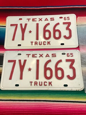 1965 TEXAS TRUCK REPLACMENT LICENSE PLATES 7Y1663 | eBay