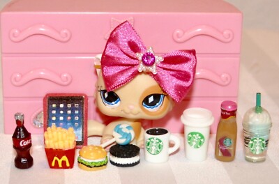 Littlest Pet Shop 11 PC LPS STARBUCKS Food and Accessories lot ...