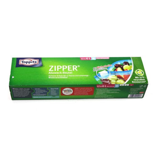 Toppits Zipper Allzweck Beutel mit Sicherheitsverschluss 12 x 6 L ...
