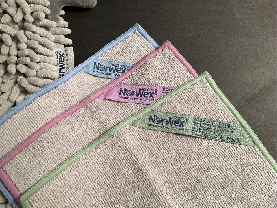NORWEX New Kids Shark Chenille Hand Towel & 3 Small Body & Face Cloths ...