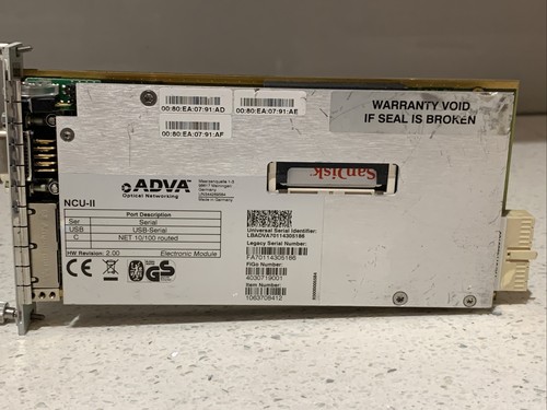 ADVA NETWORK CONTROL UNIT NCU-II FOR FSP 3000R7 1063708412 4030719001 ...