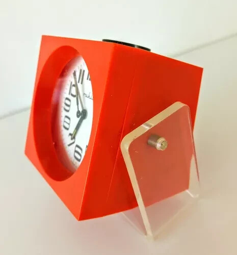 VERY RARE MID CENTURY 70S VINTAGE POP ART ORANGE SPACE AGE DESK CLOCK ...