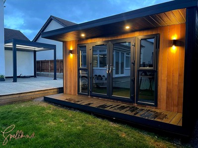 SIP Panel Garden Room 5m X 3m With 1m overhang Top And Right Elevation ...