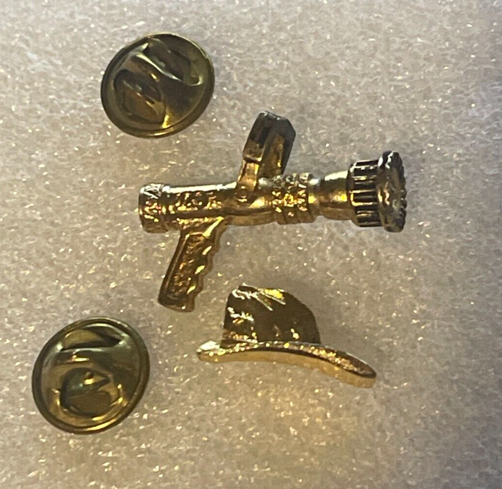 Fireman Nozzle & helmet Fire Department 2 Pins. #14 | eBay