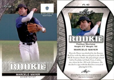 MARCELO MAYER 2022 Leaf ROOKIE RC Baseball #FL-10 BOSTON RED SOX RC ...