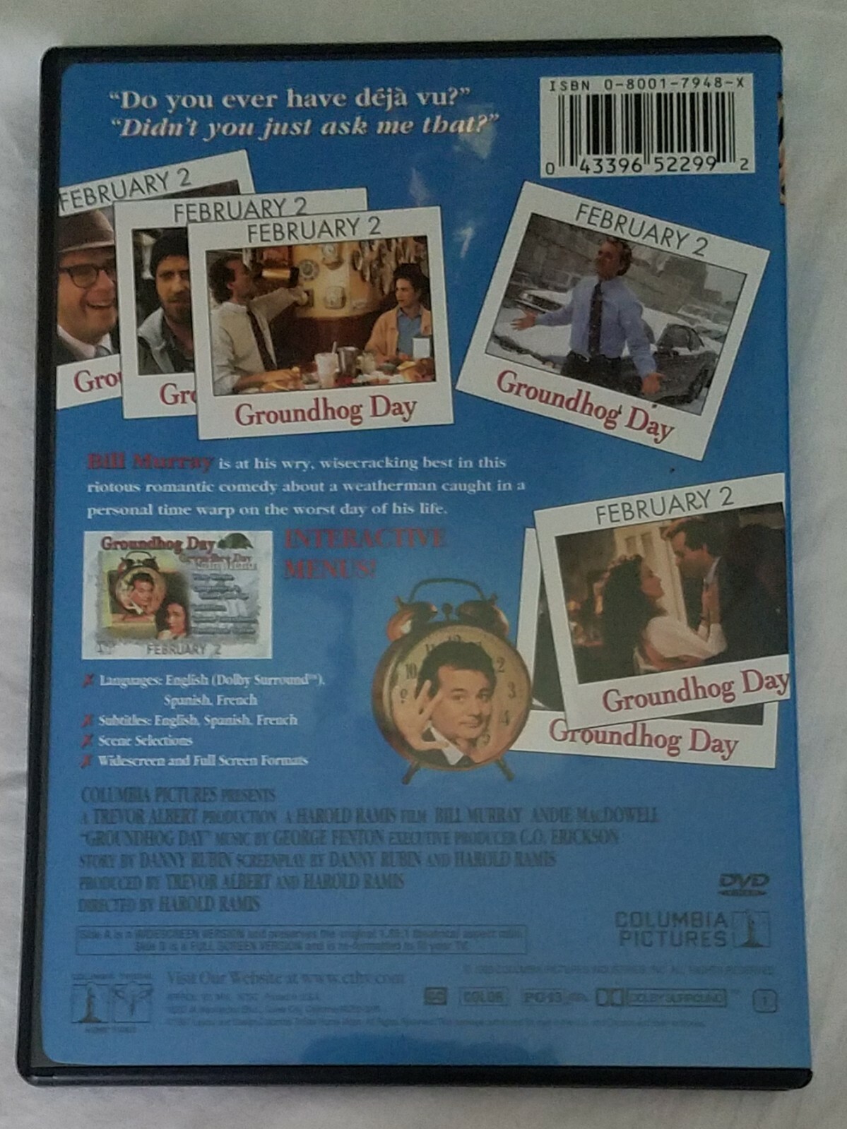 Groundhog Day (DVD, 1998, Closed Caption Subtitled in French and ...