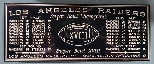 Los Angeles Raiders 1983-1984 season Super Bowl 18 Champions XVIII 4x10 ...