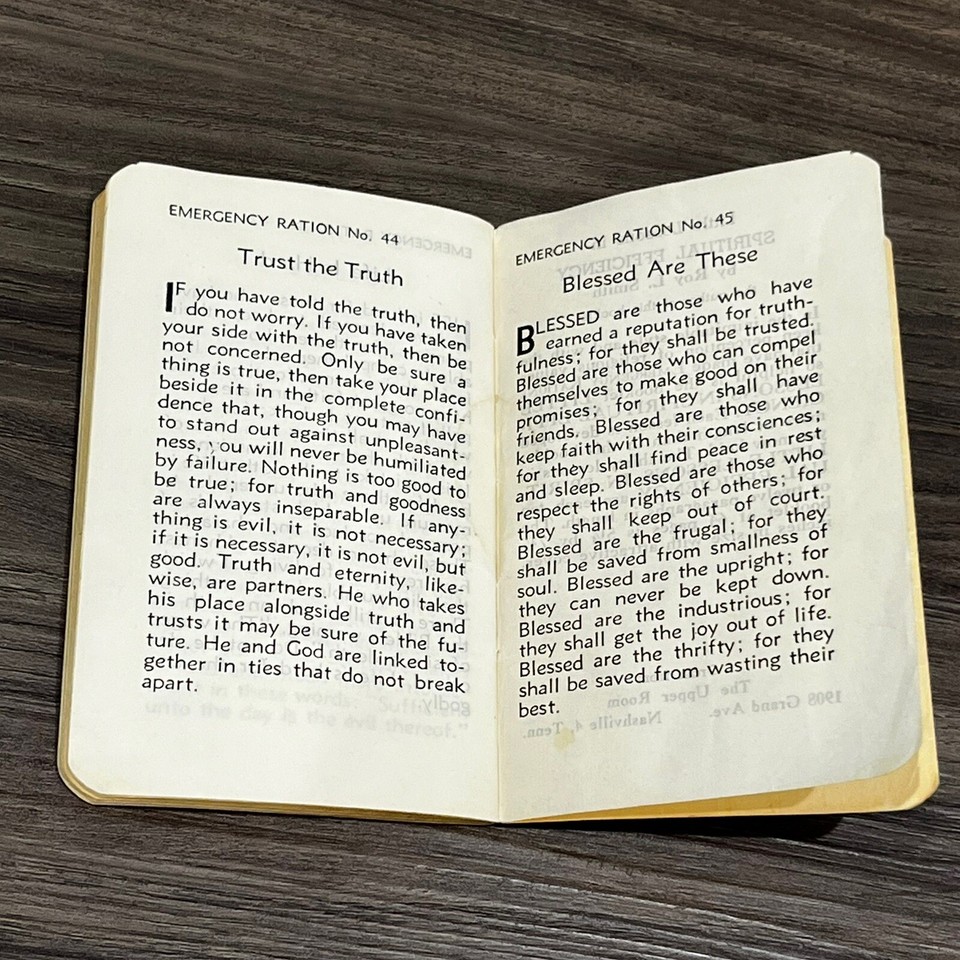 Vintage 1949 Pocket Emergency Rations Religious Booklet Roy L Smith ...