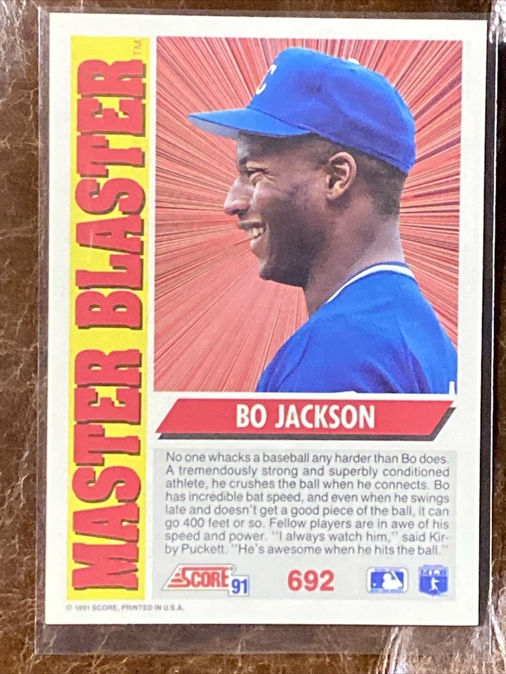 1991 SCORE Bo "BLASTER" Jackson 1 Error Baseball Card; Absolute MINT ...