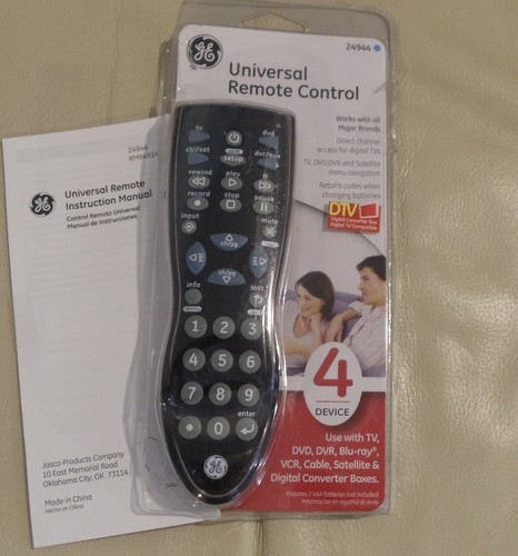 GE 24944 Universal Remote Control, 4 device - black | eBay