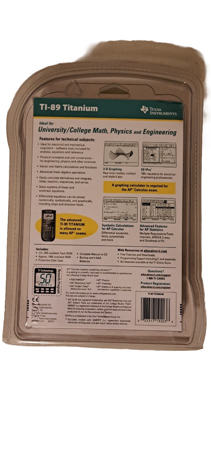 Texas Instruments TI-89 Titanium Graphing Calculator - Black for sale ...