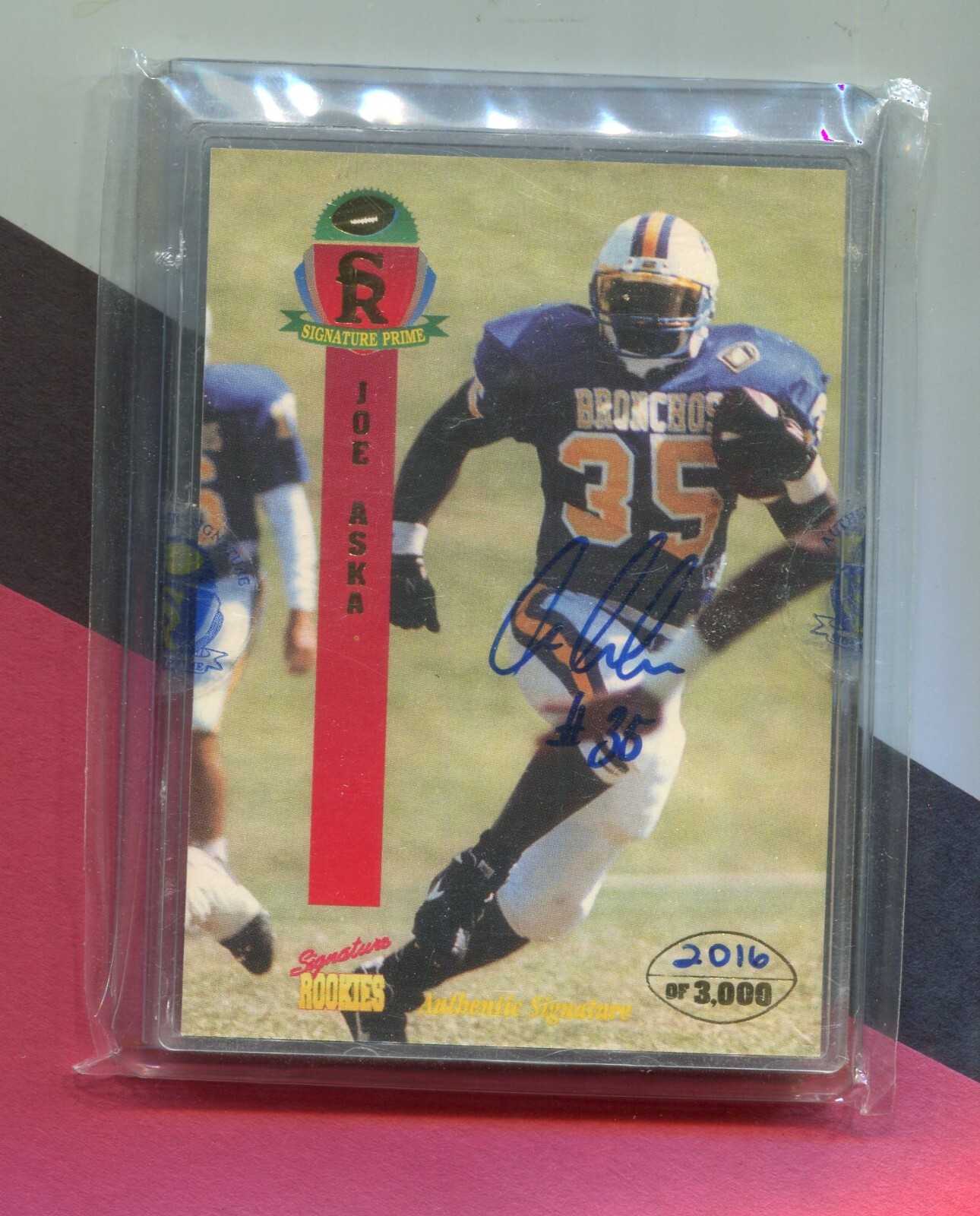 JOE ASKA CENTRAL OKLAHOMA BRONCHOS 1995 SIGNATURE PRIME AUTOGRAPH CARD ...