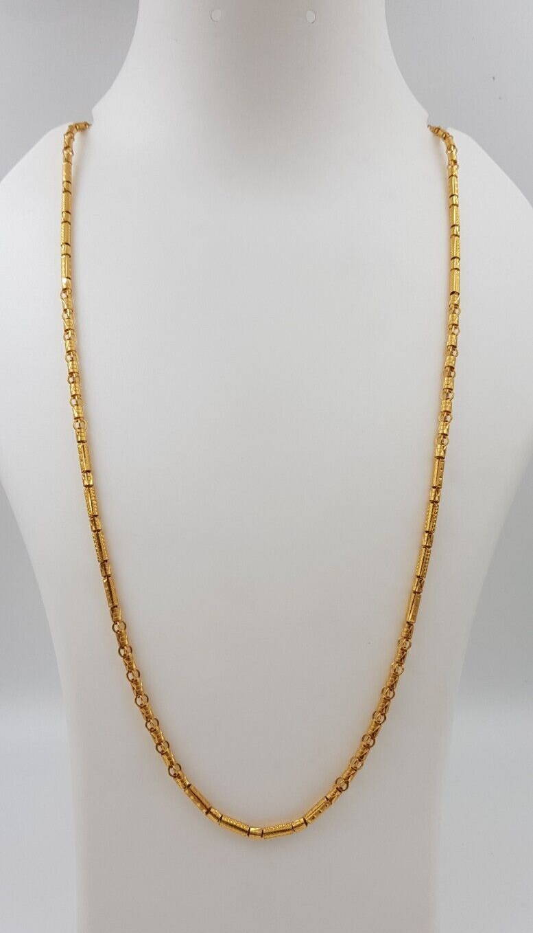 Pure Gold Chain 22K Plain Round Link Chain Necklace Men Real Gold Chain ...