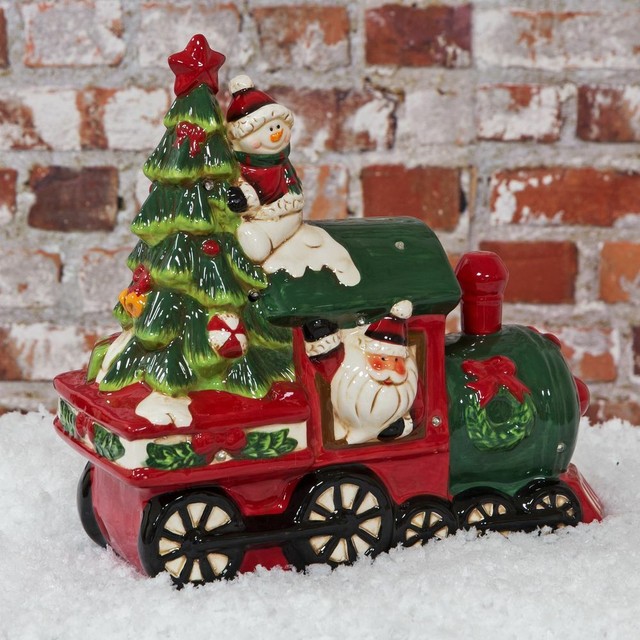Musical Multi Colored LED Light up Twinkling Ceramic Christmas Train ...