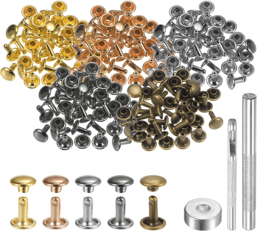100 Sets Leather Rivets 7Mm X 8Mm Metal Double Cap Rivet Snaps Studs ...